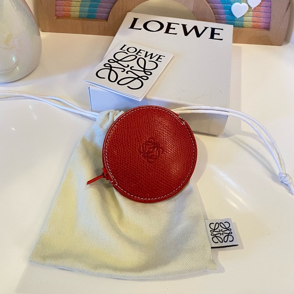 Loewe | Bags | Loewe Coin Case Anagram Mini Wallet Red Leather | Poshmark